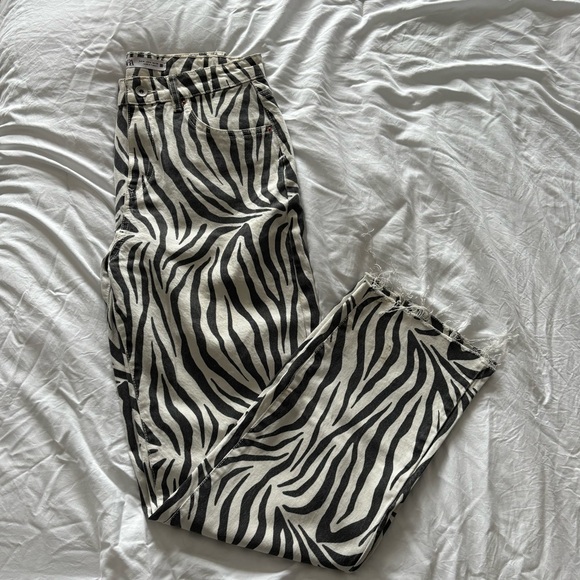 Zara | Jeans | Zara Zebra Print Wide Leg Jeans | Poshmark